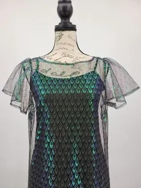 Unique Vintage | Dresses | Unique Vintage Iridescent Peacock Sheer ...